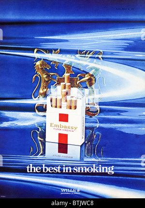 Advertisement advertising WILLS EMBASSY cigarettes magazine advert ...