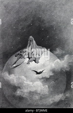 Gustave Dore illustration of Edgar Allan Poe's "The Raven;" the poem's ...