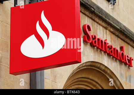 Close up of Santander bank sign signage exterior England UK United ...