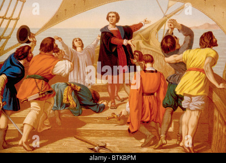 Christopher Columbus' first view of the New World on October 12, 1492 ...