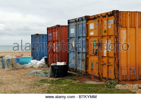 Shipping Containers washed up on a beach in the south west of the UK ...