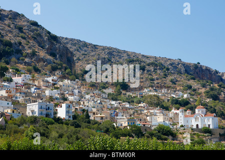 Greece, Crete, Kritsa, View of village near mountain Stock Photo - Alamy