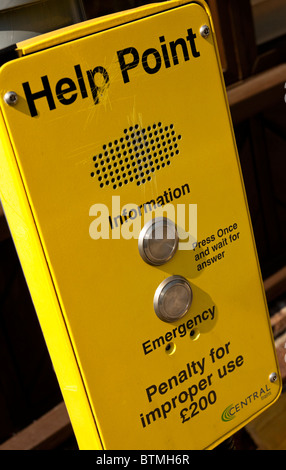 Railway station help point for emergency or information Stock Photo - Alamy