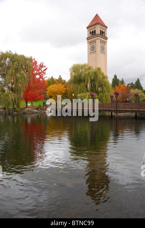 Spokane Washington and the downtown river walk park in the Fall Stock ...
