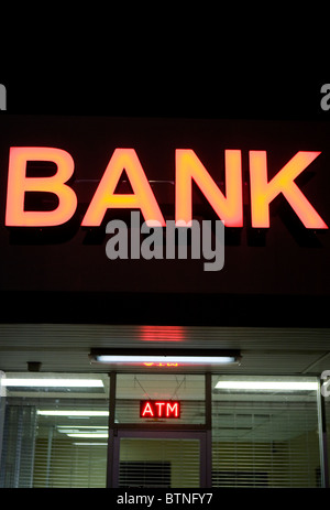 A Bank neon sign Stock Photo - Alamy