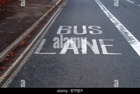Bus Lane Road Markings Stock Photo - Alamy