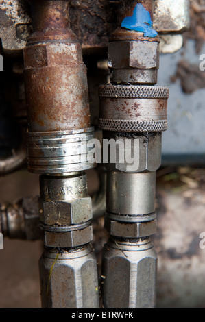 Hydraulic connections on a farm tractor Stock Photo - Alamy