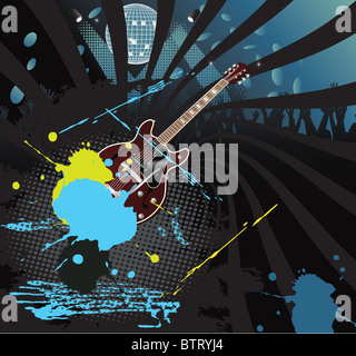 vector music poster with crowd Stock Photo - Alamy