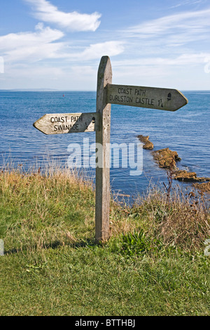 Sign to the Coast Path, Swanage, Dorset, UK Stock Photo - Alamy