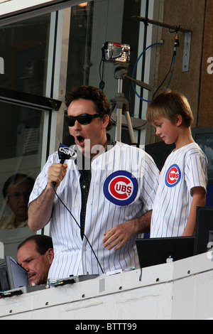 John Cusack Sings During 7th Inning Stretch at Chicago Cubs Baseball ...