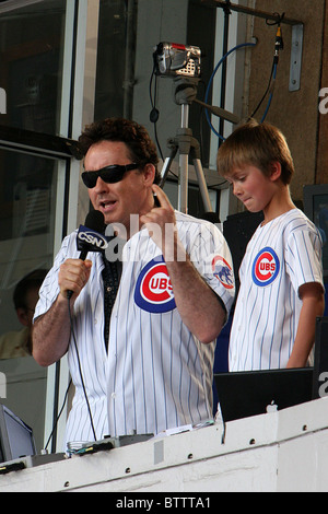 John Cusack Sings During 7th Inning Stretch at Chicago Cubs Baseball ...