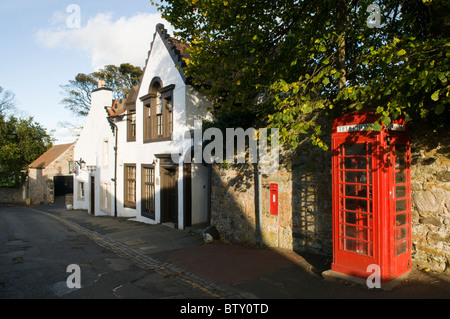 The Cramond Inn and red telephone box in village of Cramond in ...