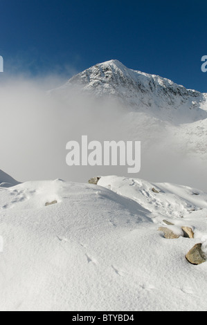 Crib Goch as seen from the Pyg track, Snowdonia (Eryri) National Park ...