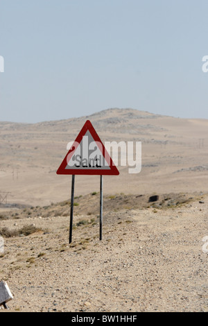 Sand road warning sign Namibia Stock Photo - Alamy