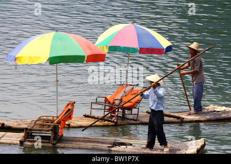 Bamboo Rafting at Yulong River, Yangshuo Guilin, Guangxi Provind, China ...