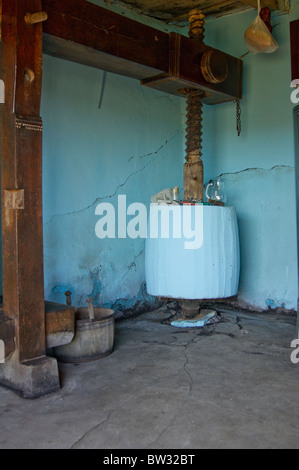 Old wine vat and grape press, closeup Stock Photo - Alamy