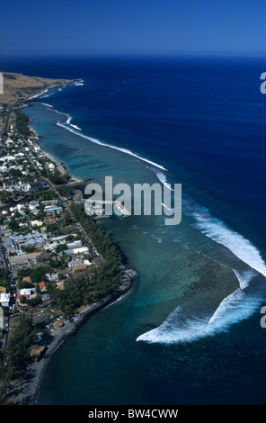 Aerial view of Saint Leu town, Reunion Island (France), Indian Ocean ...