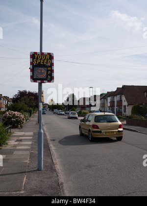 Electronic speed limit sign shows driver's speed Stock Photo - Alamy