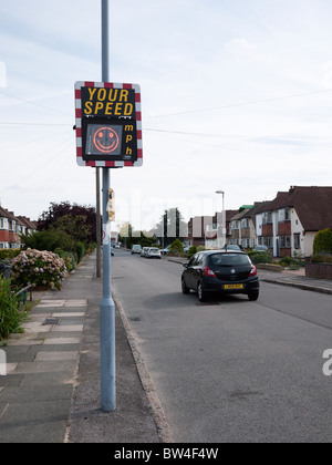 Electronic speed limit sign shows driver's speed Stock Photo - Alamy