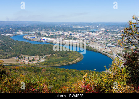 View towards Chattanooga and the Tennessee River from Point Park ...