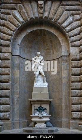 Statue of Hercules wrestling the giant Antaeus at the Pitti Palace ...