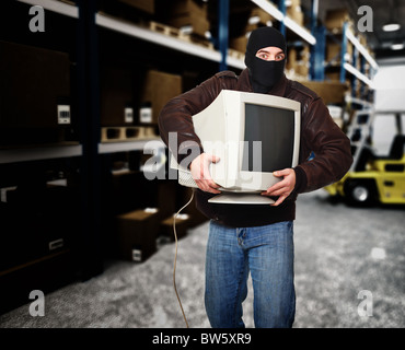 thief in action classic warehouse 3d background Stock Photo - Alamy