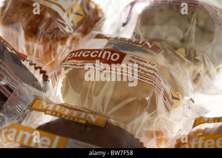 pre-packaged mass produced topped muffins in wrapping Stock Photo - Alamy
