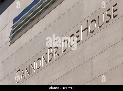 Cannon Bridge House exterior sign, City of London, UK. Redeveloped by ...