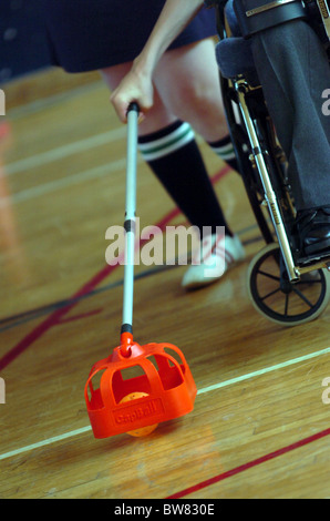 Athlete with disability playing wheelchair hockey with stick Stock ...