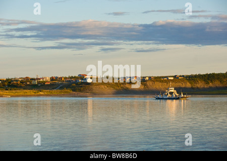 Ferry crossing at the Mackenzie River in the Gwich'in northern ...