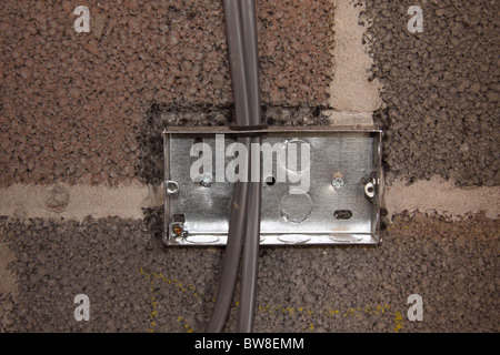 electrical light switch box during installation on block work wall ...