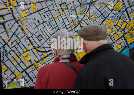 London (England): Tourist map of Leicester Square district Stock Photo ...