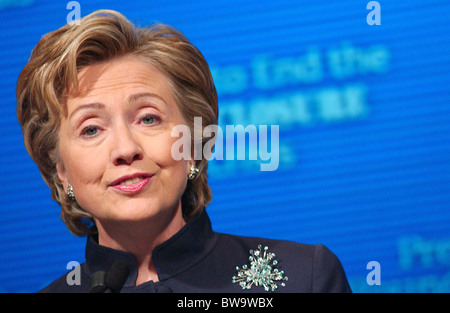 Senator Hillary Clinton's Economic Policy Address Stock Photo - Alamy