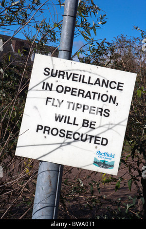 Fly Tipping Warning sign Stock Photo - Alamy