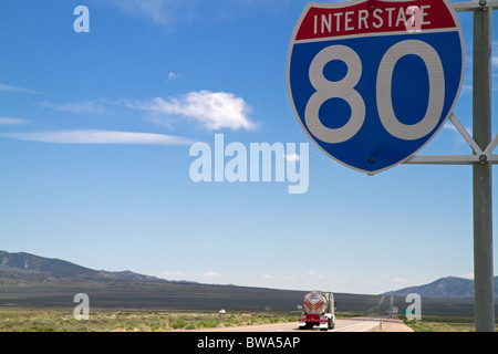 Interstate 80 road sign in northeast Nevada, USA Stock Photo - Alamy