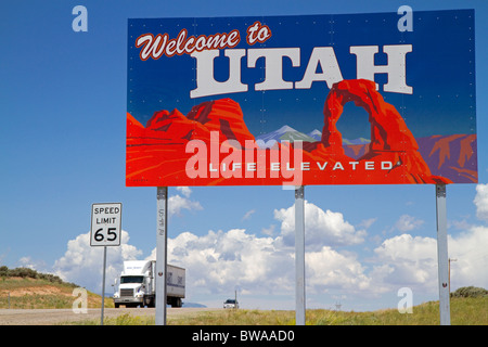 Welcome to Colorado, sign at Highway 491, Colorado, New Mexico, United ...