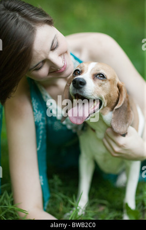 Young woman and Beagle Stock Photo - Alamy