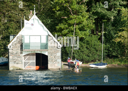 A boathouse on the shore of Lake Windermere, in the Lake District ...