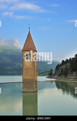 Church Tower Of Graun in the Lago Di Resia, Italy, Europe Stock Photo ...