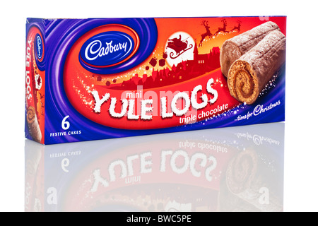 Box of Cadbury triple chocolate mini Yule logs Stock Photo - Alamy