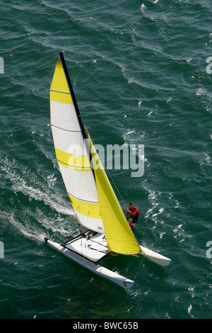Hobie Cat catamaran sailboats sailing in the Caribbean Sea at San Pedro ...