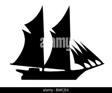 vector illustration of the old-time frigate on white background Stock ...