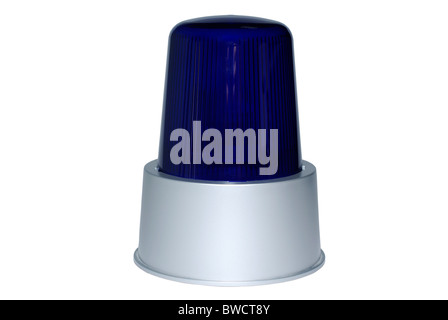 blue rotating beacon isolated on white background. blue rotating beacon ...