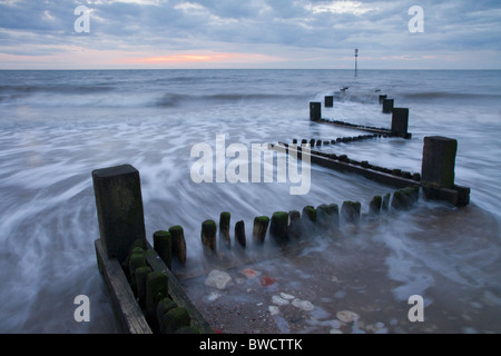 Wooden groynes on Hunstanton Beach, January Stock Photo - Alamy