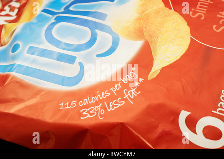 packet of crisps with nutritional information & guidelines Stock Photo ...