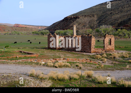Ruined native American Indian reservation old wooden clapboard houses ...