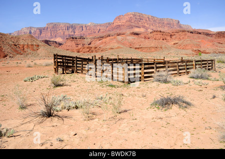The cattle corral of Lonely Dell Ranch, managed by the National Park ...