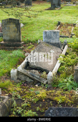 Church Cemetery, Otford old age and settlement of ground causing stones ...