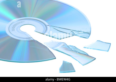 Shattered DVD / CD isolated on a white background Stock Photo - Alamy