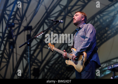 Jimi Goodwin, lead singer and bassist, performs with the band Doves at ...